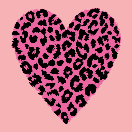 T Shirt Design With Vector Illustration Of A Pink Animal Print Heart ...