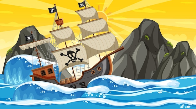 Majestic Pirate Ship Sailing Through Choppy Waves | Jiffy Designs