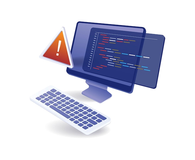 Vibrant Coding Workspace with Keyboard and Warning Sign | Jiffy Designs