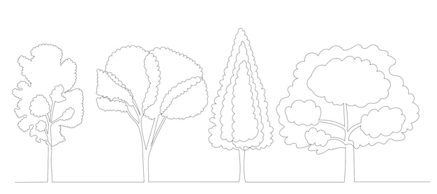 Delicate Line-Art Trees Illustration Collection | Jiffy Designs