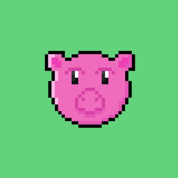 Charming Pixel Pig Face on Vibrant Green | Jiffy Designs