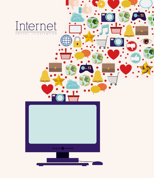 Diverse Collection of Vibrant Internet-Themed Icons and Symbols | Jiffy ...