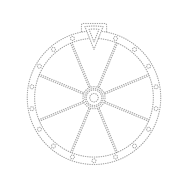 Intricate Geometric Wheel Emblem with Dotted Outline | Jiffy Designs