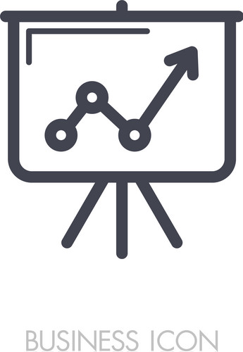 Flip-Chart Outline Icon. Projection Screen With A Graph. Business Sign ...