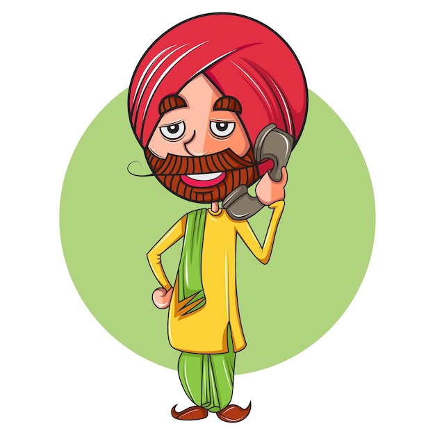 Joyful Punjabi Man with Turban and Mustache Smiling | Jiffy Designs