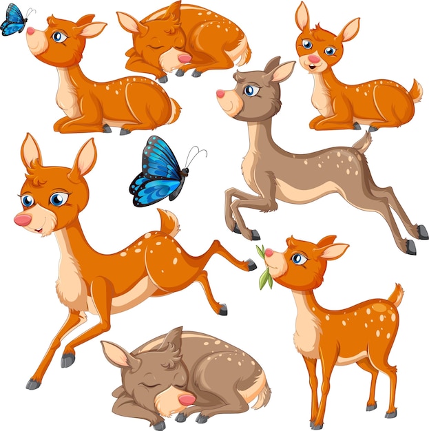 Charming Deer and Fawn Collection with Vibrant Colors and Whimsical ...