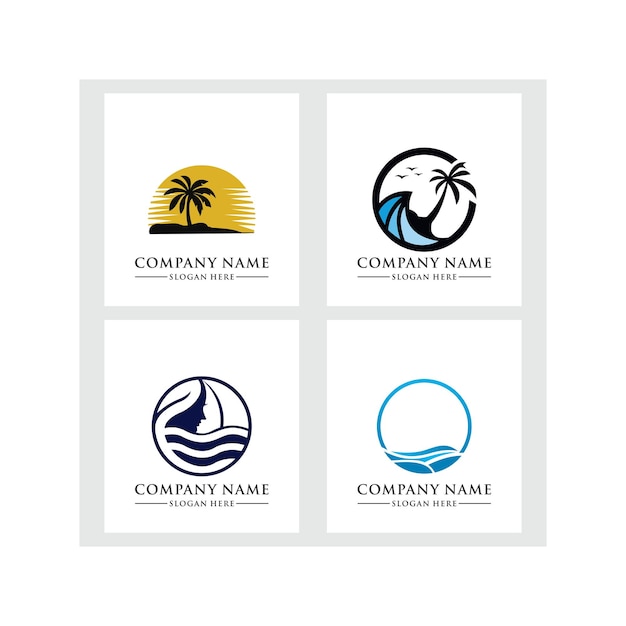 Tropical Coastal Themed Collection of Four Distinct Logos | Jiffy Designs