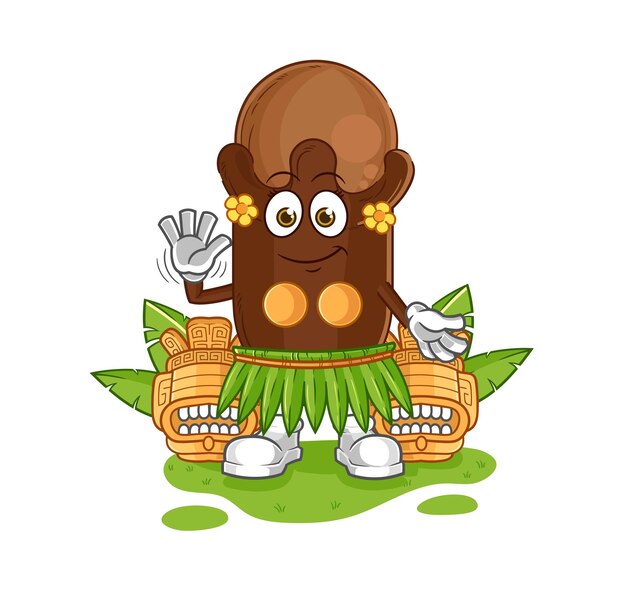 Friendly Tiki Character Waving in a Tropical Setting | Jiffy Designs