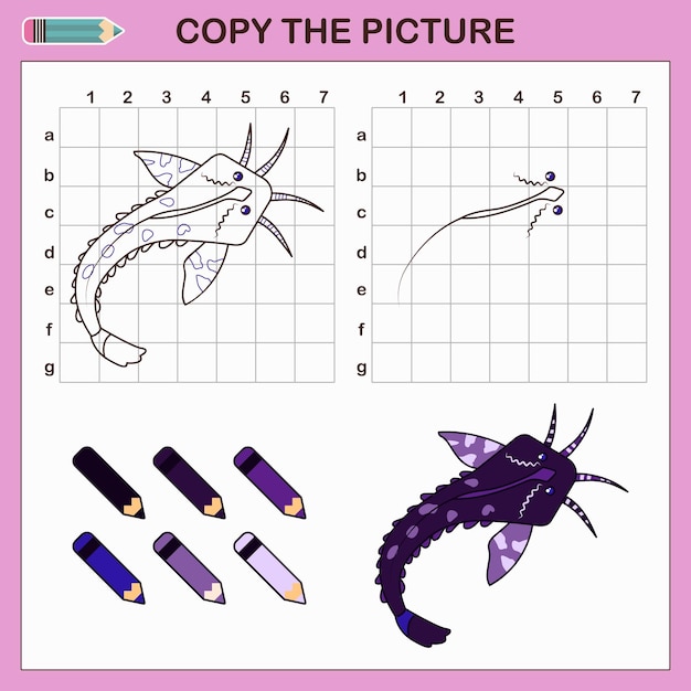 Detailed Underwater Creature Grid Copy Template | Jiffy Designs
