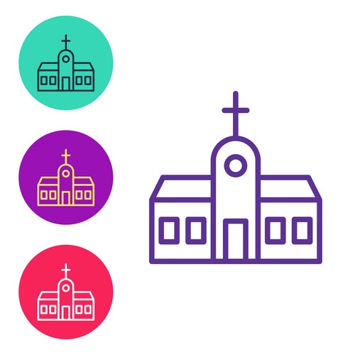 Set Line Church Building Icon Isolated On White Background. Christian ...