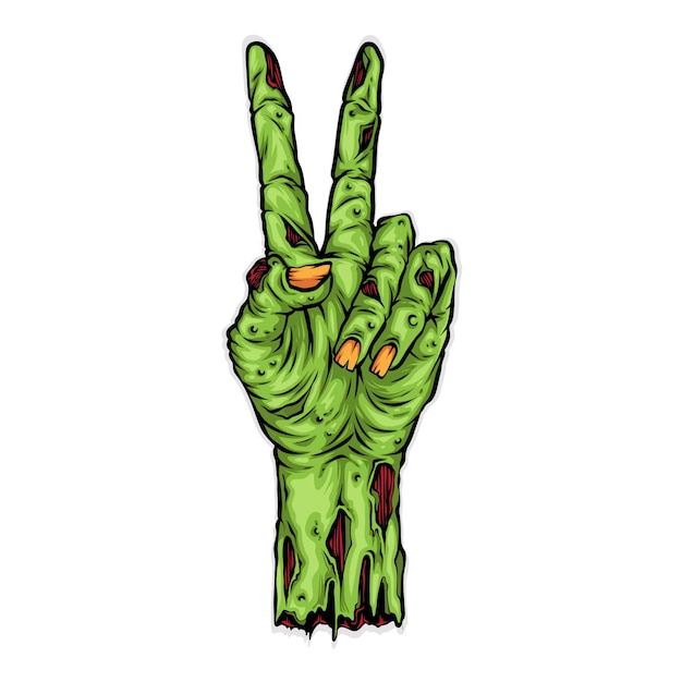 Vibrant Green Zombie Hand Flashing Victory Sign | Jiffy Designs