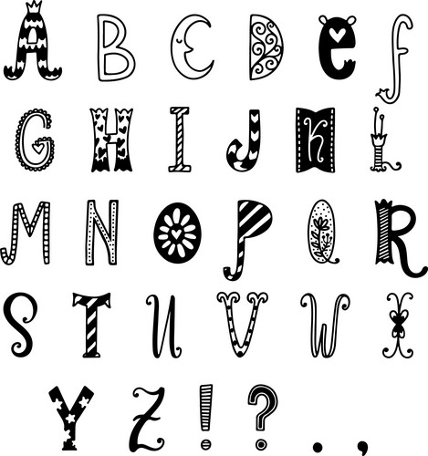Funny Hand Drawn Alphabet. Vector Letters Set. Fun Fairytale Style With ...