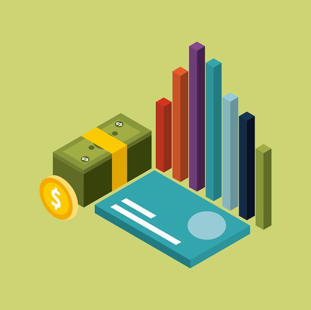 Colorful Isometric Bar Graph and Statistics Illustration | Jiffy Designs