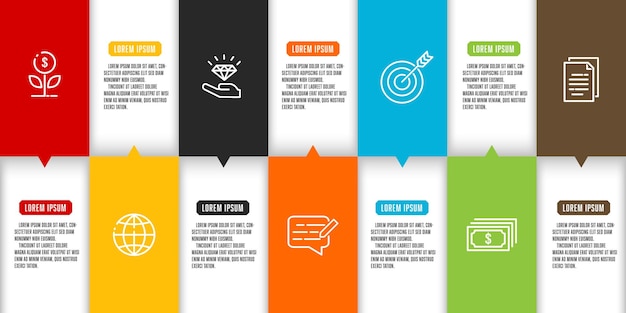 Vibrant Infographic Elements with Diverse Iconography and Textual Cues ...