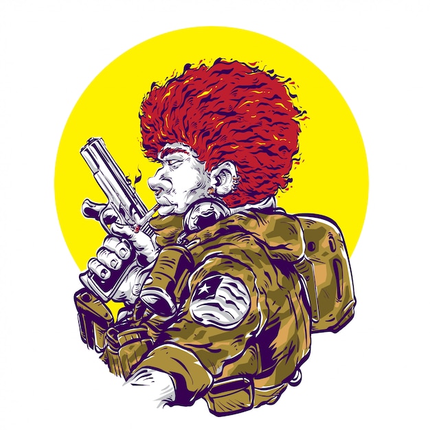 Punk Soldier Wielding Futuristic Weapon in Vibrant Illustration | Jiffy ...