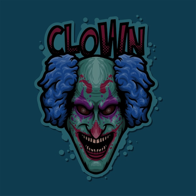 Terrifying Clown with Vibrant Blue Hair and Menacing Grin | Jiffy Designs