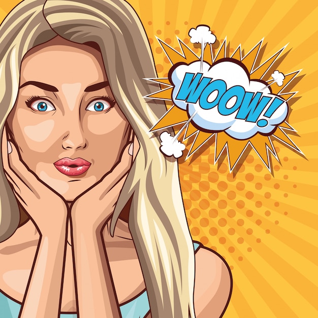Captivating Blonde Woman Expressing Surprise in Pop Art Style | Jiffy ...