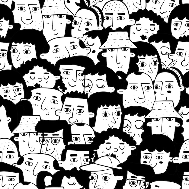 Diverse Crowd of Whimsical Illustrated Faces | Jiffy Designs