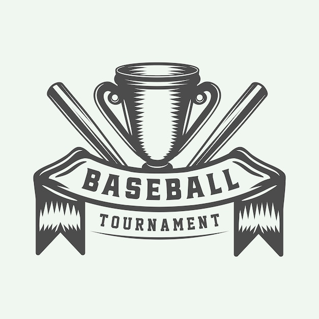 Vintage Baseball Tournament Trophy and Crossed Bats | Jiffy Designs