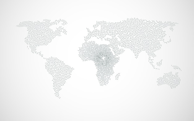 Detailed World Map Composed of Interconnected Lines | Jiffy Designs