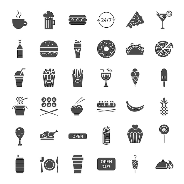 Diverse Collection of Iconic Food and Beverage Symbols | Jiffy Designs