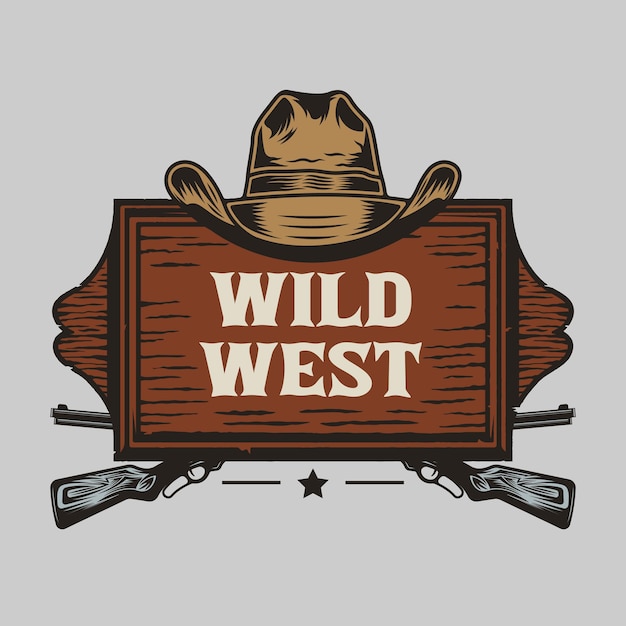 Iconic Wild West Signage with Cowboy Hat and Rifles | Jiffy Designs