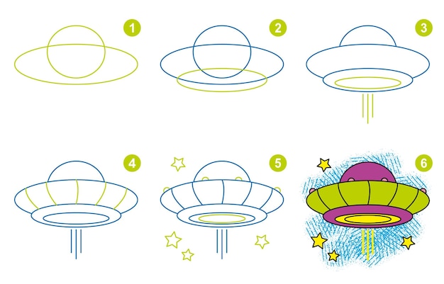 Vibrant Collection of Whimsical Alien Spacecraft Illustrations | Jiffy ...