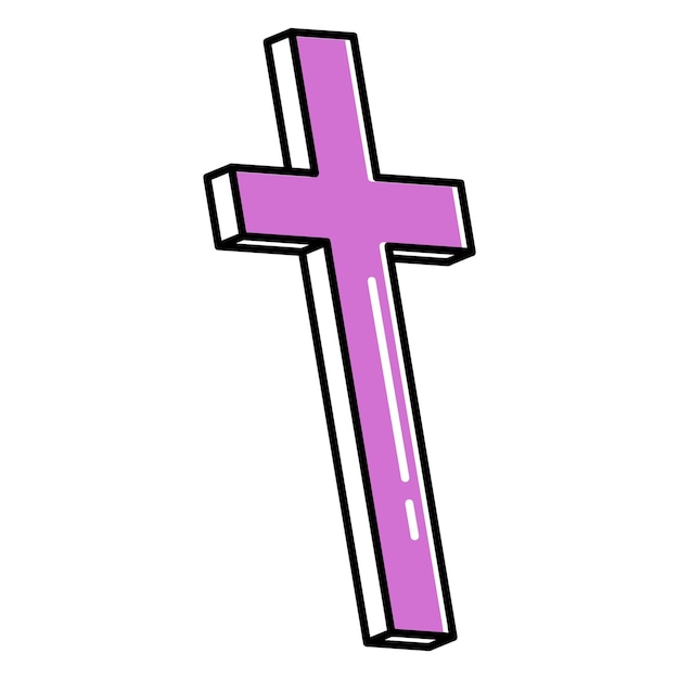 Vibrant Pink Christian Cross with Bold Black Outline | Jiffy Designs