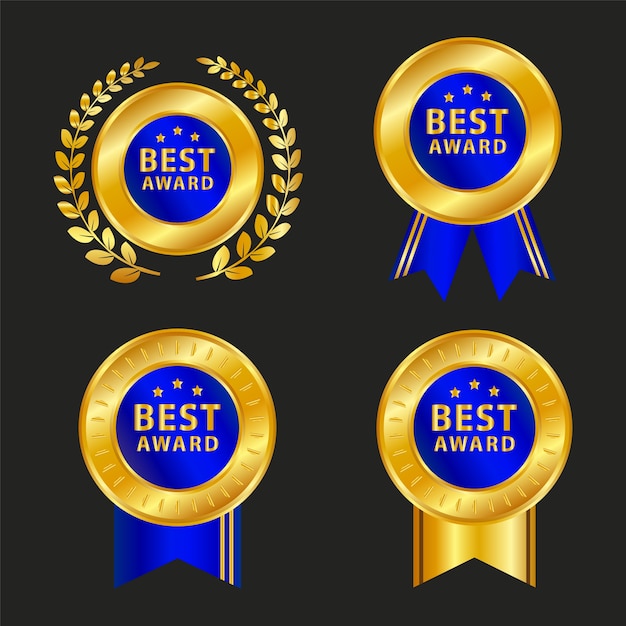 Prestigious Golden Best Award Badges with Laurel Wreath | Jiffy Designs
