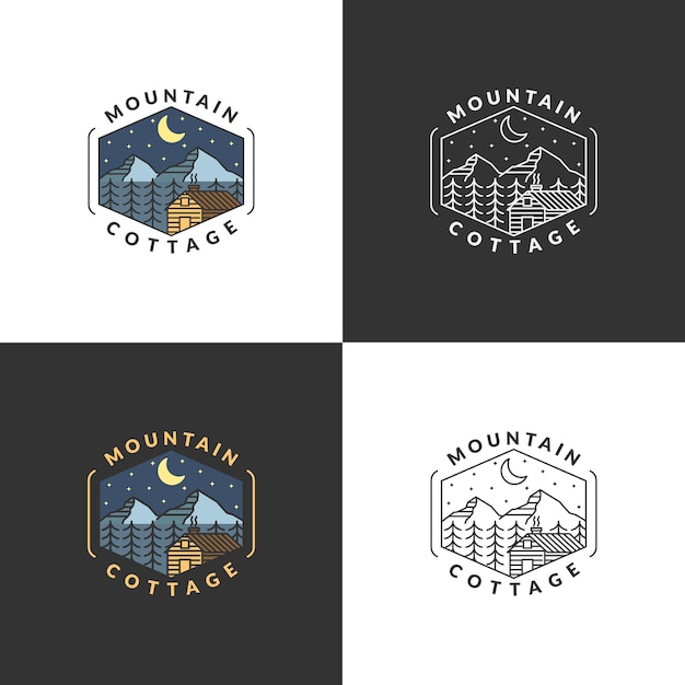Cozy Mountain Cabin Emblem with Starry Night Sky | Jiffy Designs