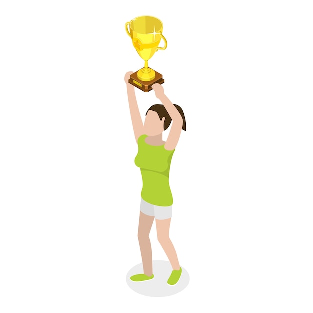 Victorious Athlete Proudly Holds Up Golden Trophy | Jiffy Designs