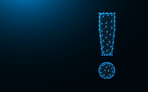 Glowing Exclamation and Dot Symbols in Polygonal Mesh Style | Jiffy Designs