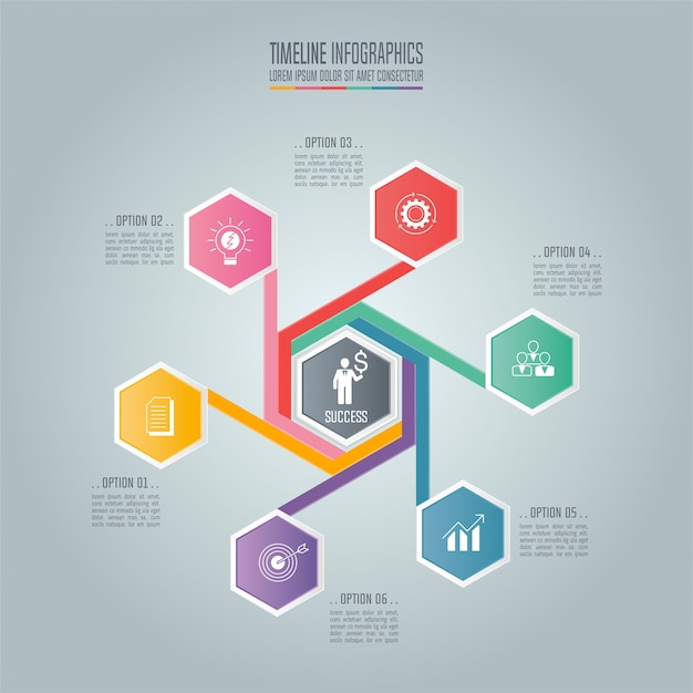 Vibrant Hexagonal Infographic Design with Colorful Interconnected ...