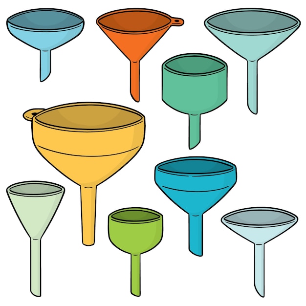 Vibrant Funnel and Cone Illustrations with Diverse Color Palette ...