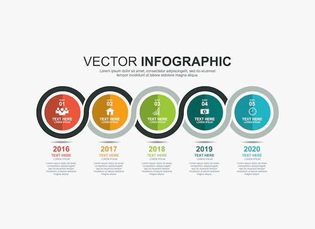 Vibrant Timeline Infographic with Circular Indicators and Years | Jiffy ...