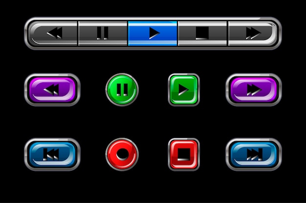 Vibrant Media Player Controls and Buttons Collection | Jiffy Designs