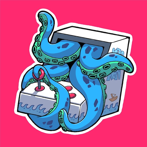 Vibrant Octopus Gaming Console Illustration | Jiffy Designs