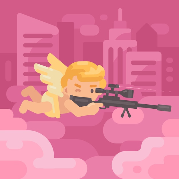 Angelic Sniper: Winged Warrior Wielding High-Tech Rifle | Jiffy Designs