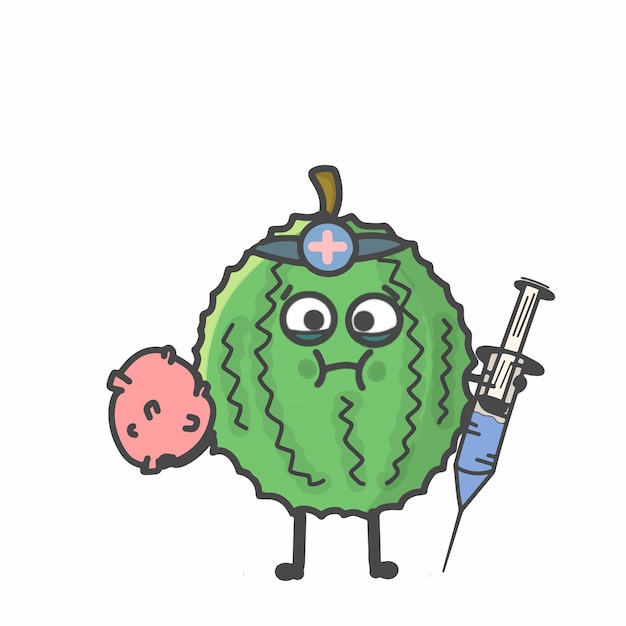 Quirky Cactus Character Holding Syringe and Heart | Jiffy Designs