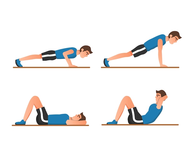 Illustrated Workout Poses for Strength and Flexibility | Jiffy Designs