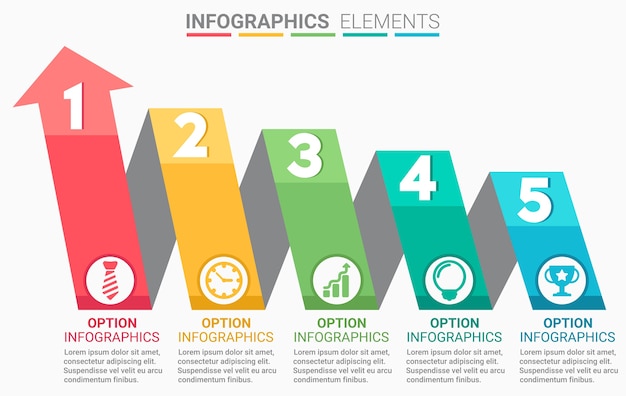 Vibrant Infographic Elements with Numbered Options and Distinct Icons ...