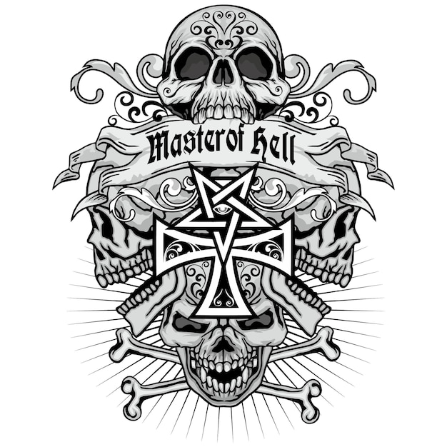 Ornate Skull Crest with Intricate Gothic Imagery and Pentagram | Jiffy ...