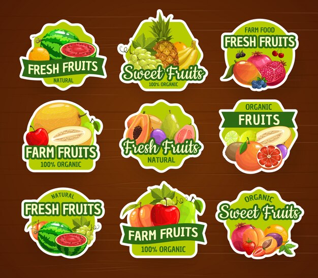 Vibrant Collection of Fresh, Sweet Fruit Labels and Badges | Jiffy Designs