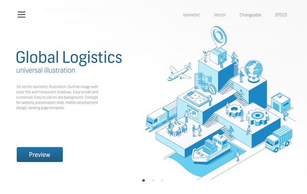 Interconnected Global Logistics Network with Diverse Transport Icons ...