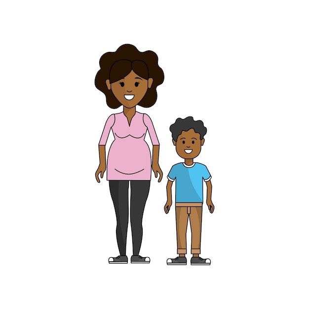 Caring Mother Embraces Her Young Son in Heartwarming Illustration ...