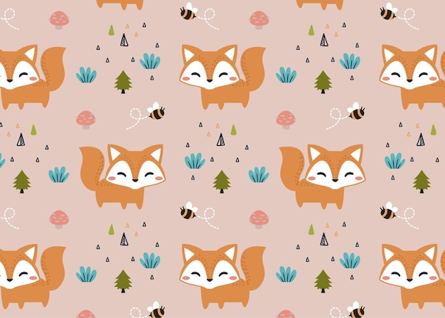 Adorable Woodland Fox Pattern with Playful Accents | Jiffy Designs