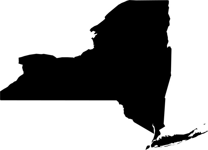 New York, State Of Usa - Solid Black Silhouette Map Of Country Area ...