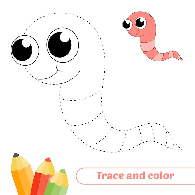 Cute Worm Tracing and Coloring Activity | Jiffy Designs