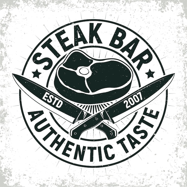 Authentic Steak Bar Logo with Crossed Utensils | Jiffy Designs