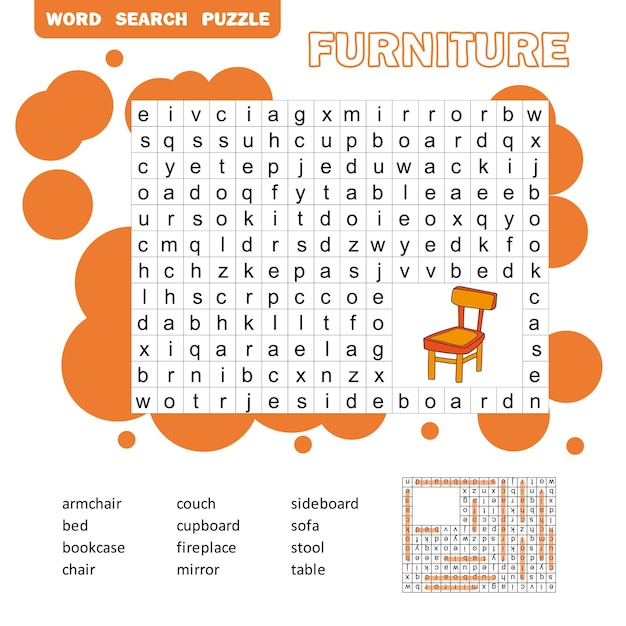 Furniture Word Search Puzzle: Discover Hidden Home Essentials | Jiffy ...